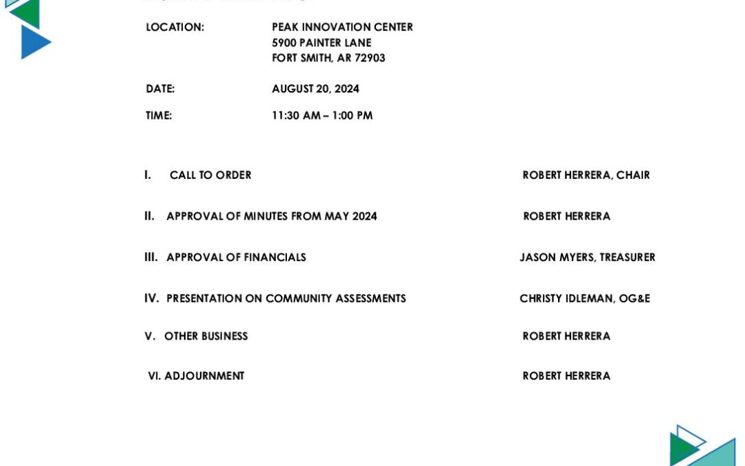 May 2024 Board Meeting Agenda Fort Smith Regional Alliance